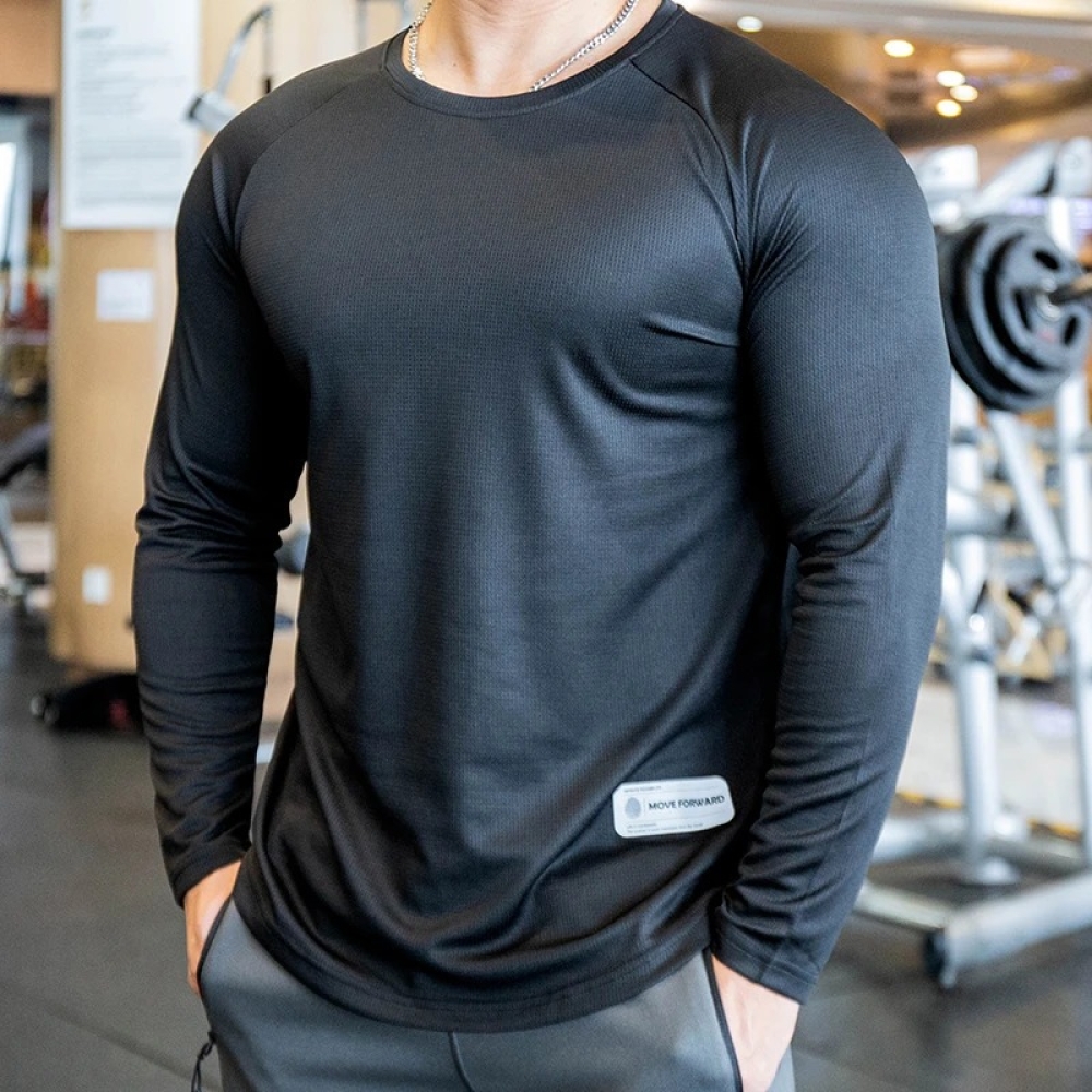 Long Sleeve Round Collar Men's Bodybuilding T Shirt - Men's Fitness Apparel, Men's Sports ...