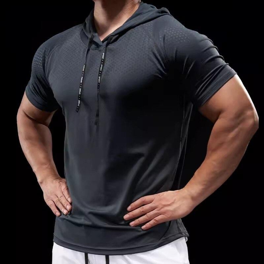 Compression Slim Fit Hooded Bodybuilding T Shirt - Men's Fitness ...